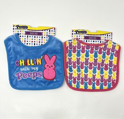 PEEPS BABY BIB EASTER -SET OF 2 -BUNNY CHICK BLUE-PINK NEW | eBay