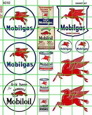 4010 DAVE'S DECALS HO SCALE VINTAGE GAS/OIL SET MOBIL SERVICE FILLING ...