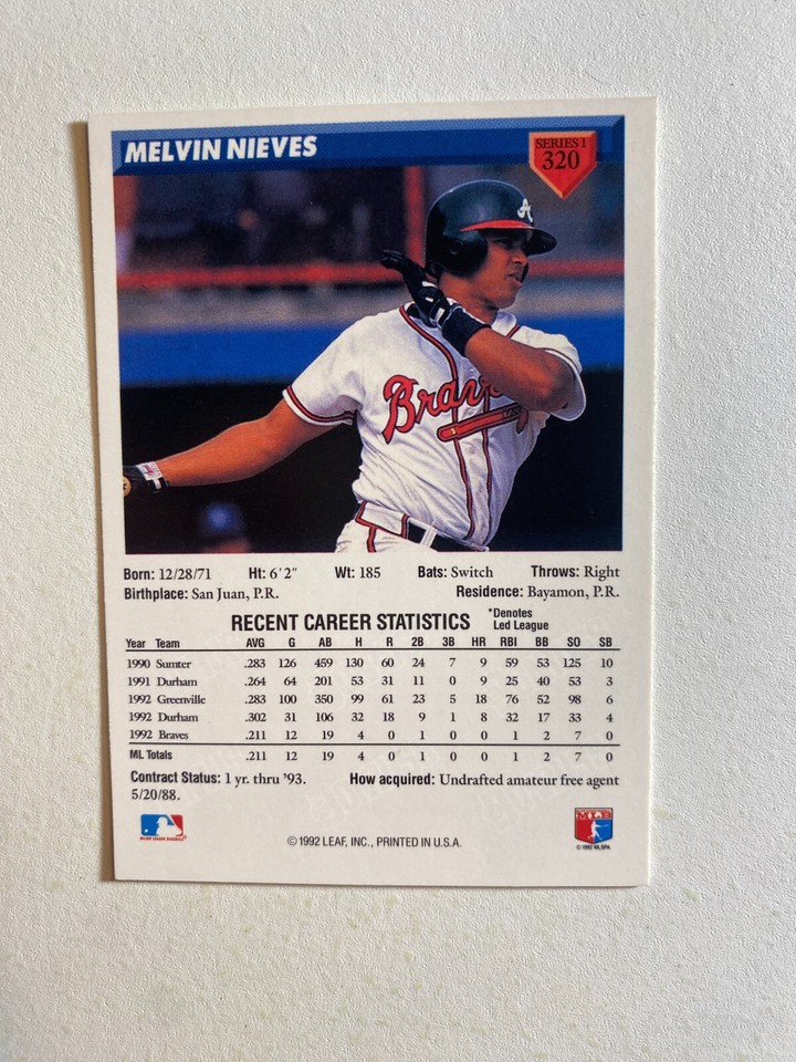 1993 DONRUSS #320 MELVIN NIEVES ROOKIE NM-MT MLB BASEBALL CARD | eBay