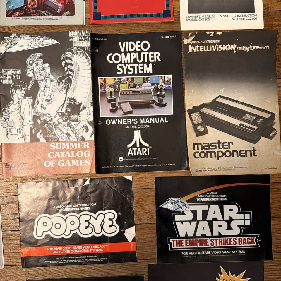 VTG LOT Atari Video Game Catalogs Manuals Paperwork Pac-Man ET Warlord ...