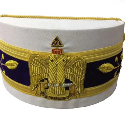 Masonic Regalia 33rd Degree Scottish Rite Crown Cap–White with Hand ...