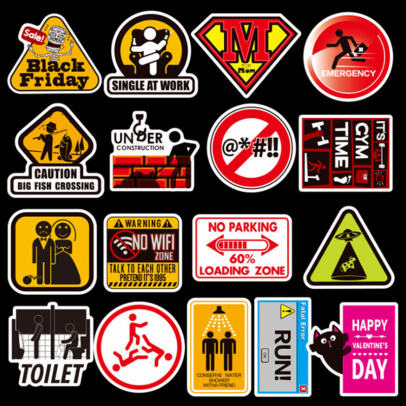 50x Banning Signs Stickers Wning Danger Reminder Waterproof Decal ...