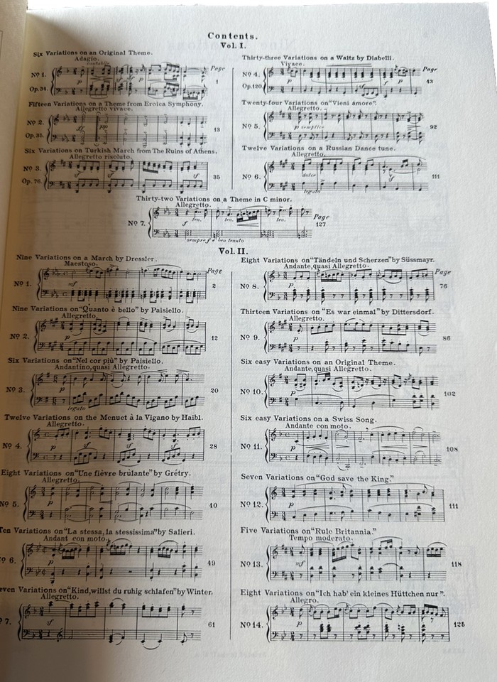 Schirmer's Library of Musical Classics Volume 7 Beethoven Variations ...