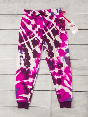 Justice Girls Fleece Jogger Sweatpants Pink Purple Tie Dye Glitter Logo ...