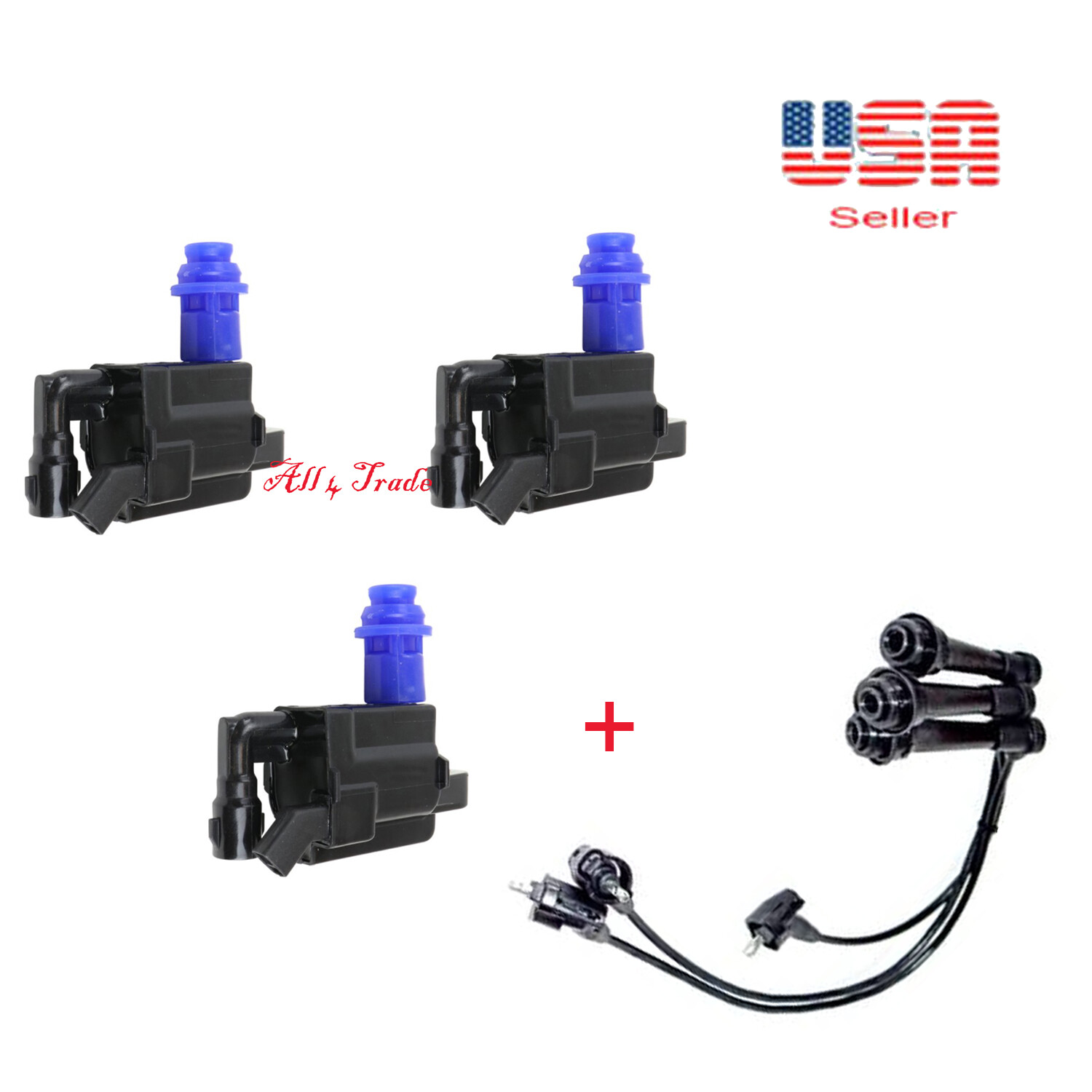 3 Ignition Coil W spark plug Wire Fit:GS300 98-05 IS300 01-05 SC300 98 ...