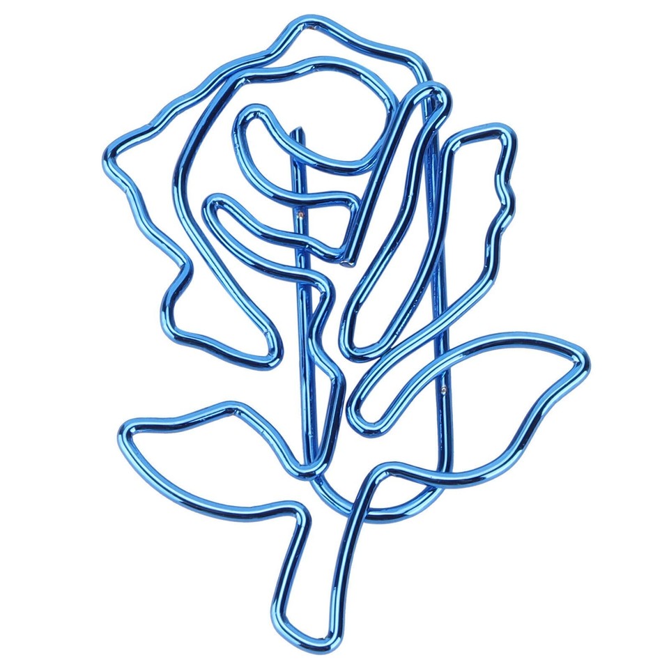 10PCS Paper Clip Blue Rose Shaped Pages Label Iron for Bookmark ...