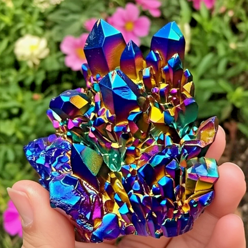 Rare Titanium Aura Quartz Cluster 100g Natural Rainbow Energy Decor Specimen | eBay