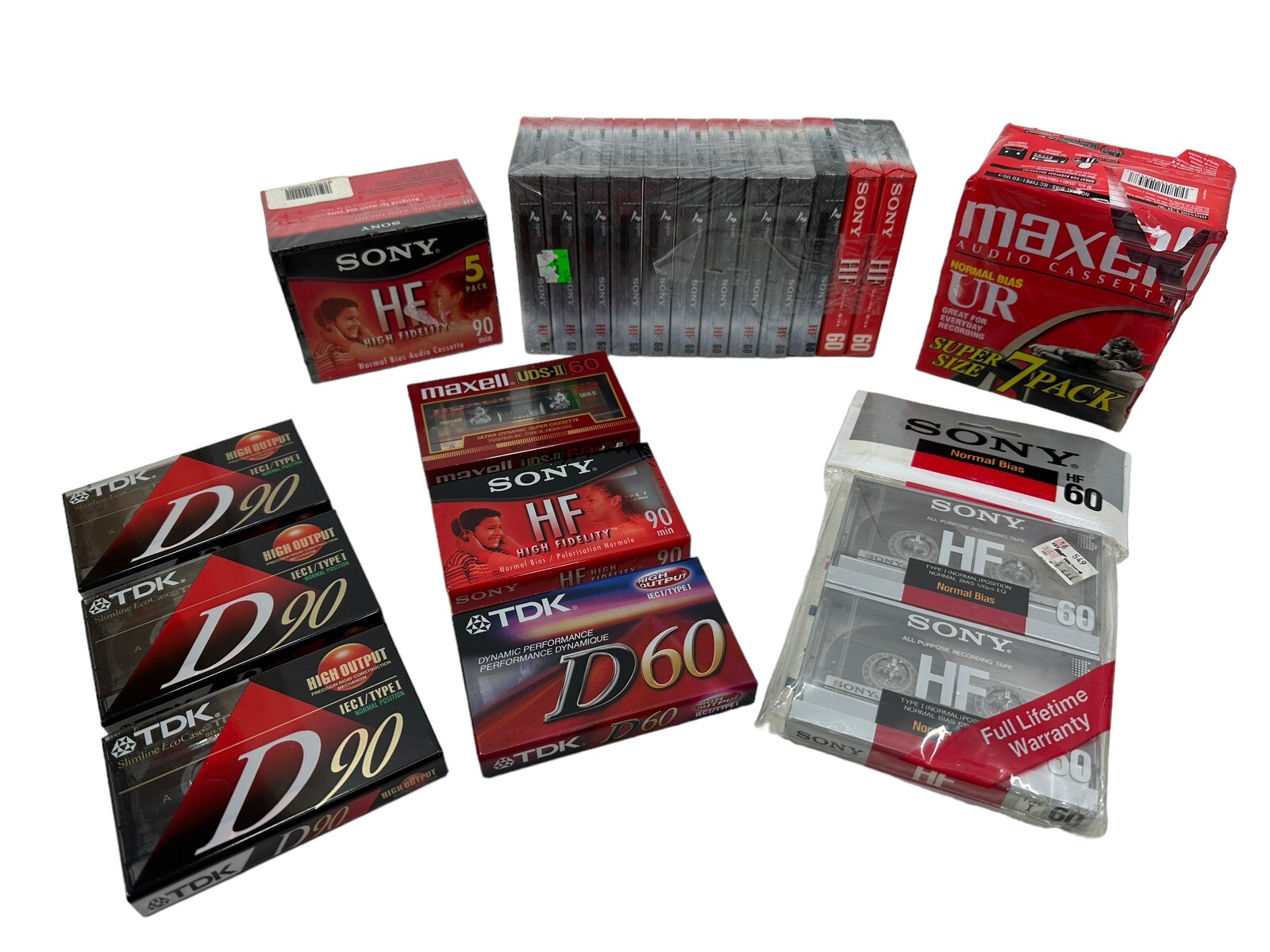 Lot of Sealed Cassette Tapes Blanks TDK D90 Sony HF Maxell UDS-II 60 ...