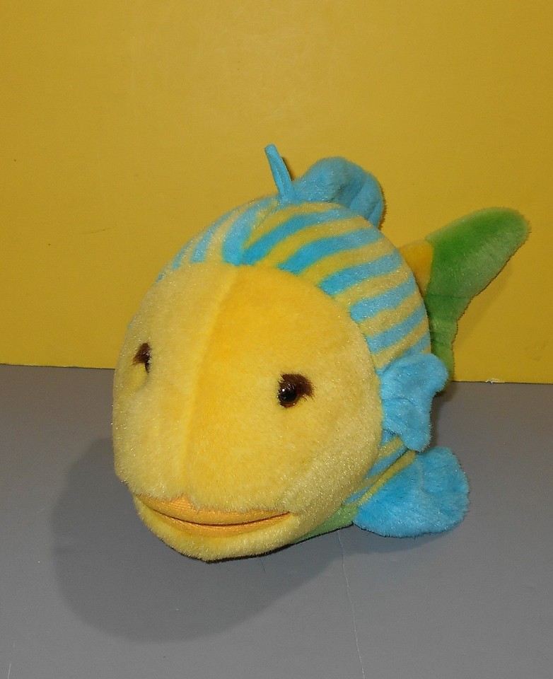 16" Dakin / Applause Splashy the Fish Blue, Yellow & Green Bean Plush ...