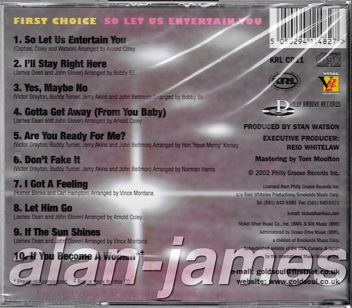 First Choice So Let Us Entertain You 2002 Philly Groove UK CD OOP RARE ...