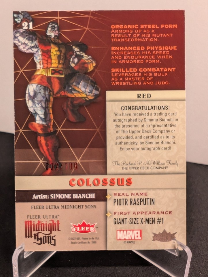 2023 Fleer Ultra Midnight Sons Colossus Red Sig by Simone Bianchi 002/100 | eBay
