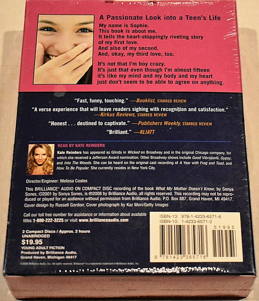 What My Mother Doesn't Know, Sonya Sones 2008 CD Unabridged Audiobook ...