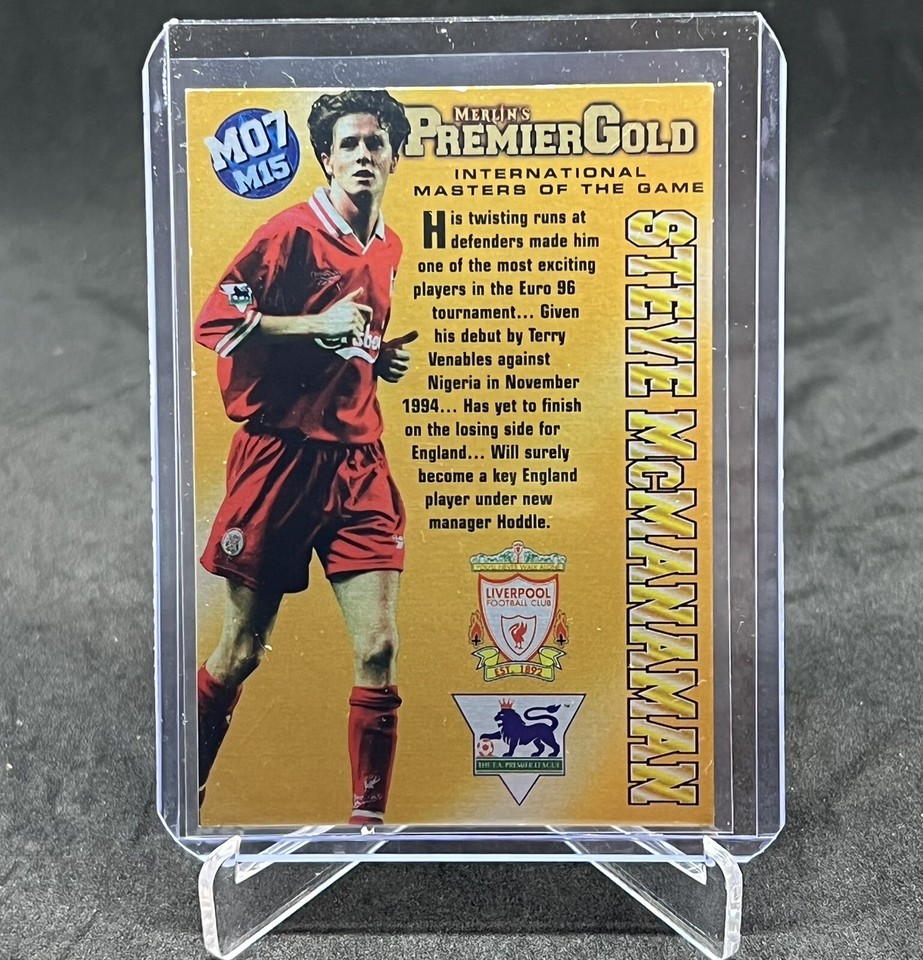 STEVE MCMANAMAN 1997 Merlin Premier Gold Soccer Card Insert LIVERPOOL ...