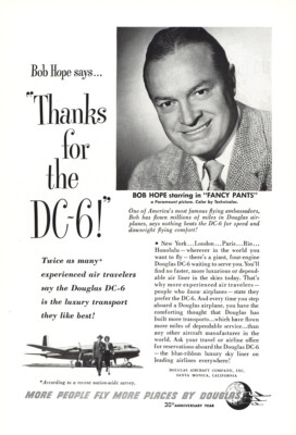 1950 Douglas DC6: Bob Hope Fancy Pants Vintage Print Ad | eBay