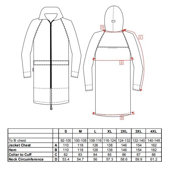 MENS LONG WATERPROOF 5000mm CLASSIC JACKET HOODED LIGHTWEIGHT OUTDOOR ...