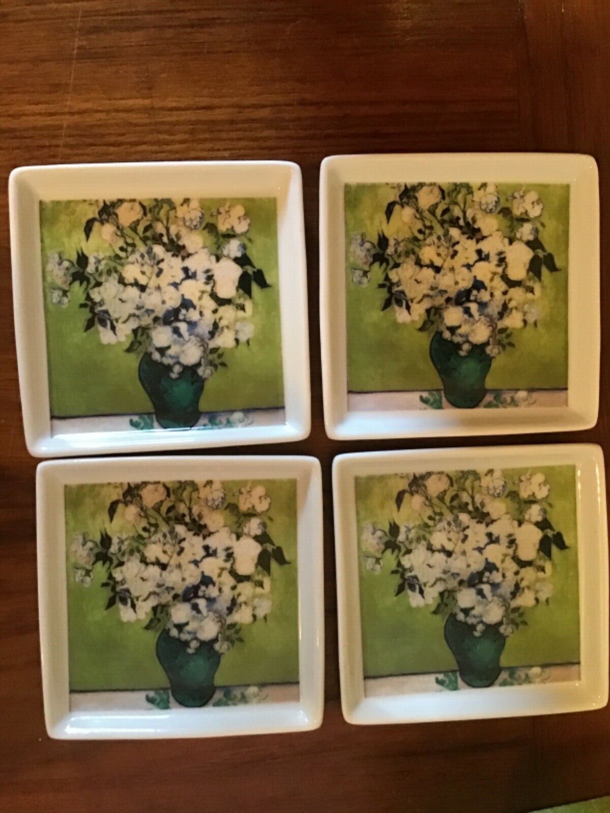 Set of 4 Van Gogh Roses Dipping Dishes Metropolitan Museum Art White ...