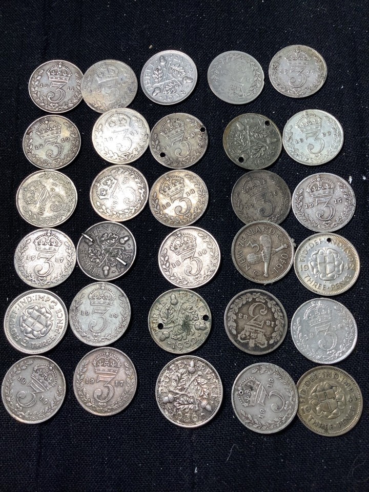 Lot of 30 Silver British 3 pence coins | eBay