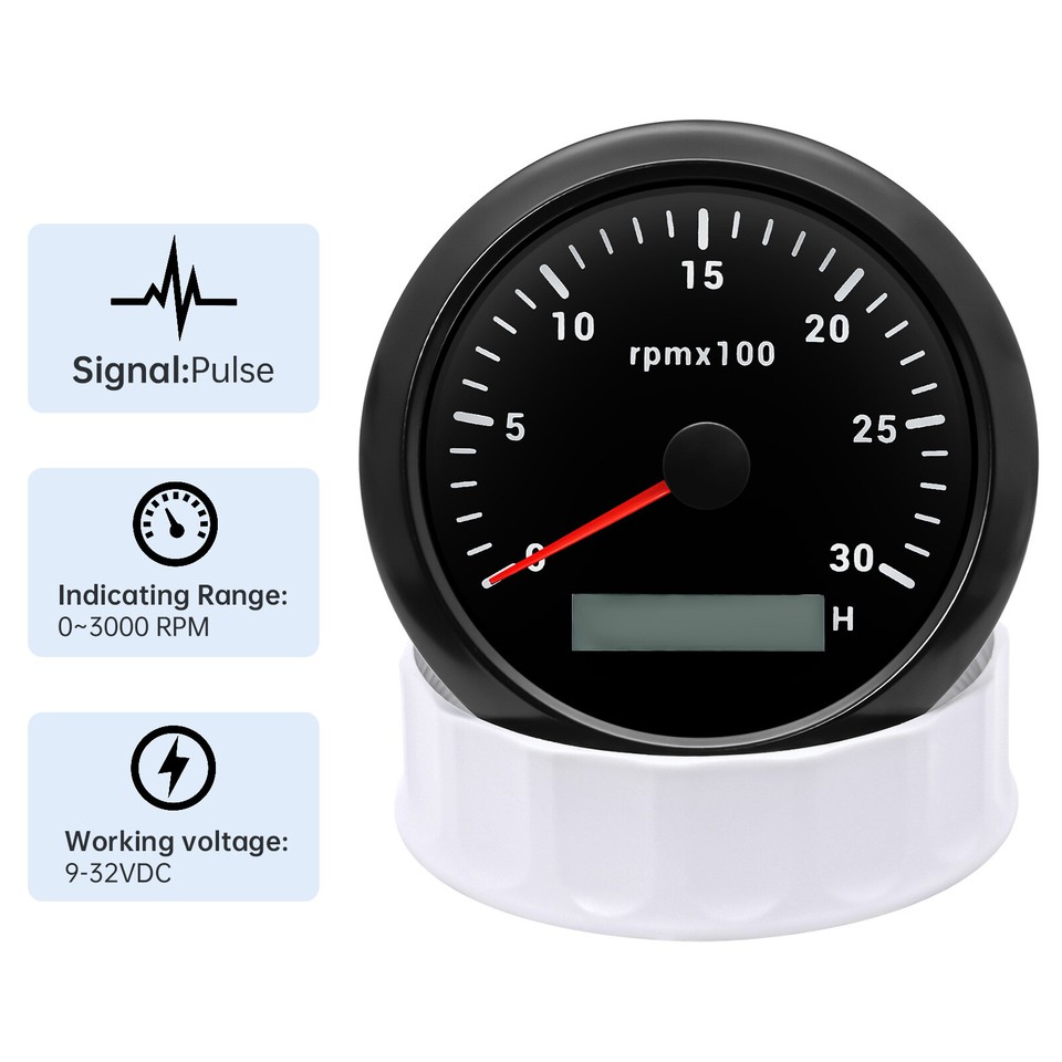 85mm Diesel Engine Tachometer 3000RPM Gauge With Tacho Adapter RPM ...