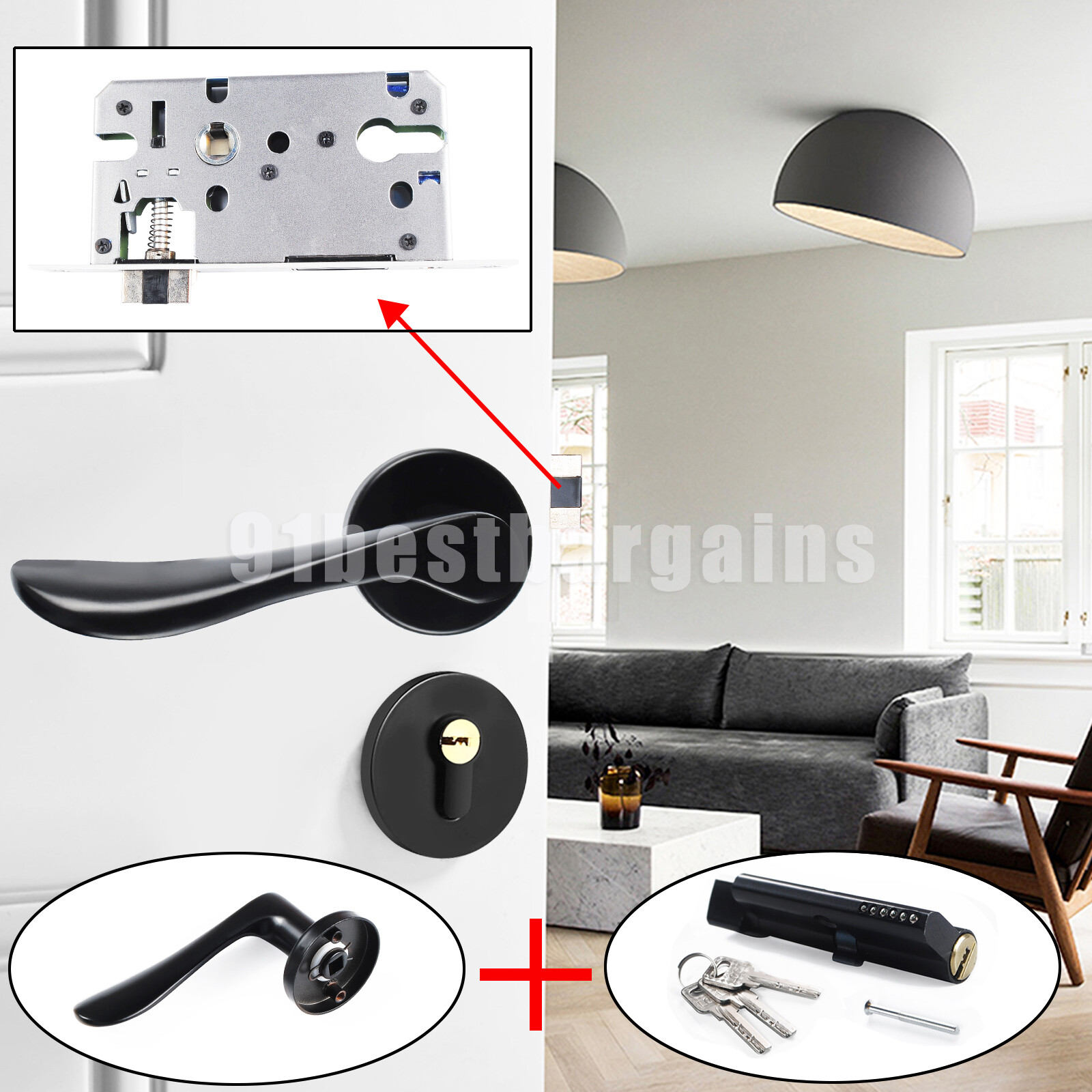 Cheap Mute Door Lock Set Interior Bedroom Bathroom Wood Door Lever Lock ...