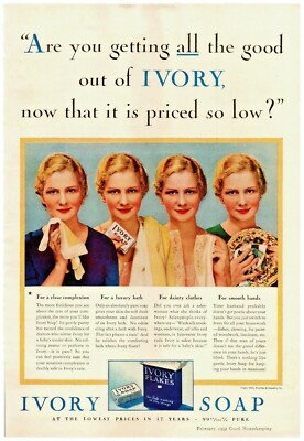 1933 Ivory Soap Vintage Print Ad Clear Complexion Luxury Bath Dainty ...