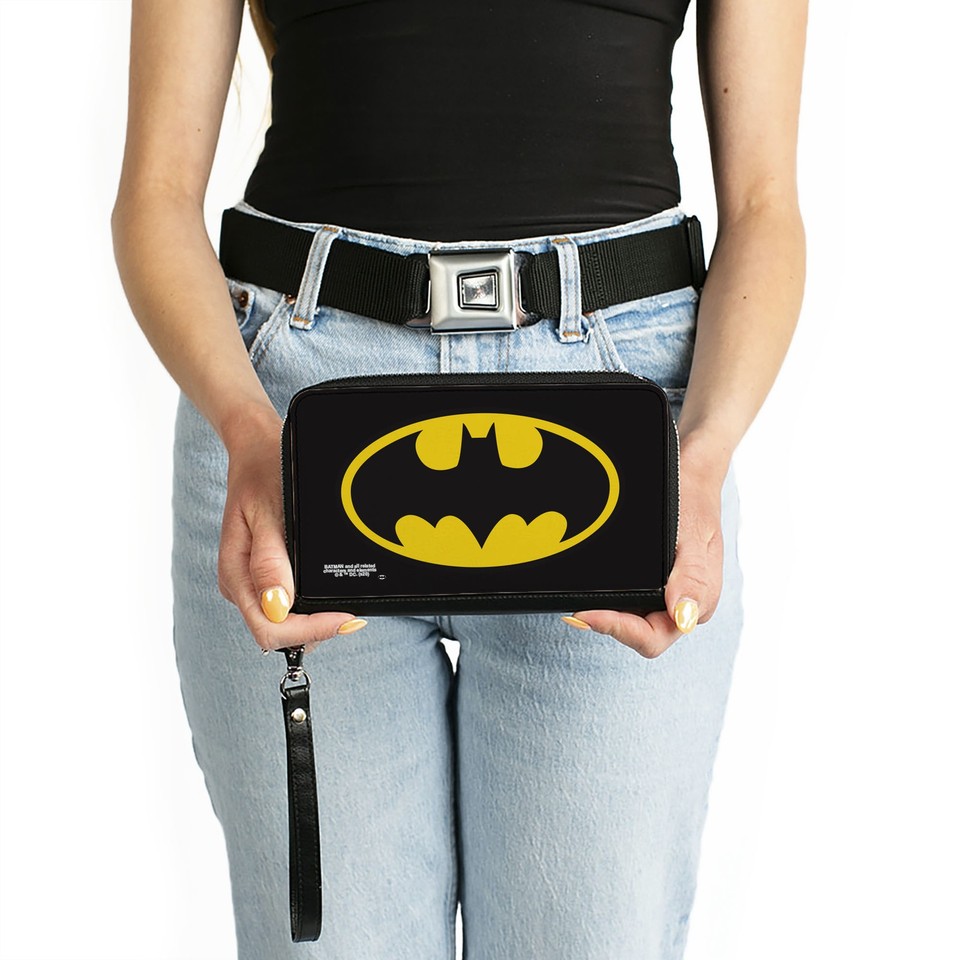 PU Zip Around Wallet Rectangle Batman Bat Logo Black/Yellow | eBay
