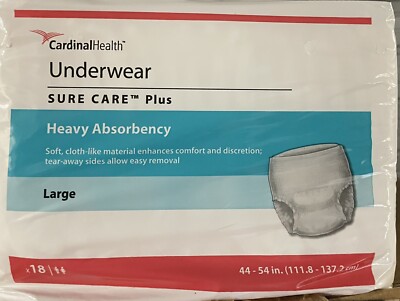 CARDINAL 1 PK/18 EA Health, Underwear, Sure Care Plus, Large, 44" - 54 ...