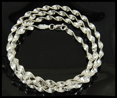 Dainty Vintage 30" Sterling Silver Twist Necklace Signed IBB In Clover ...