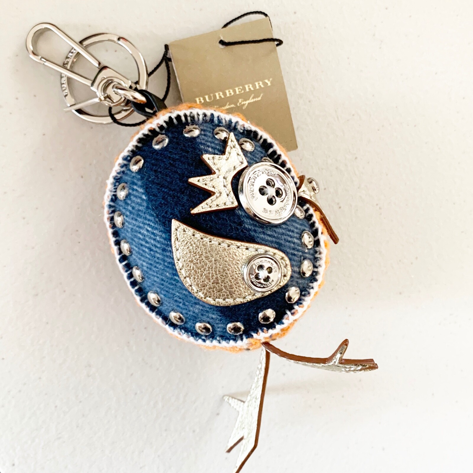 $395 Burberry Derek The Bird Studded Cashmere Bag Charm Stuffed Animal ...
