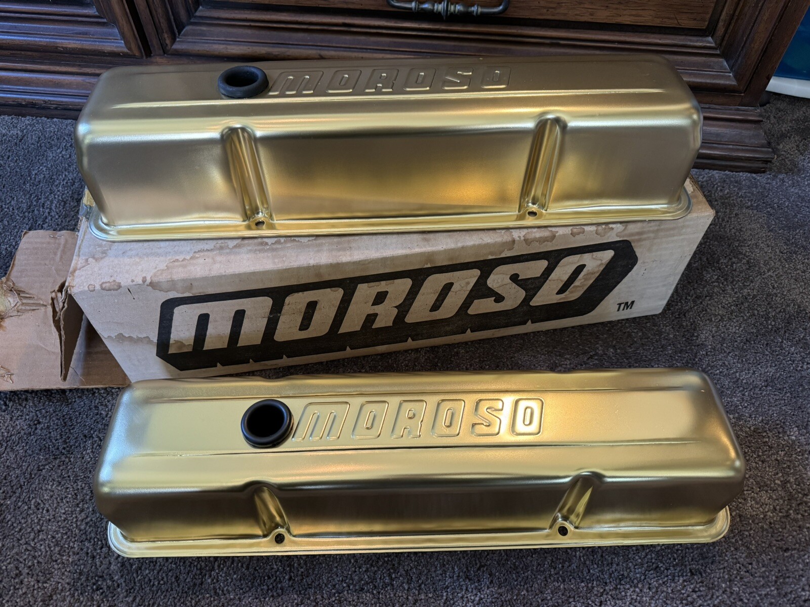 Vintage Moroso Gold Anodized Aluminum Valve Covers Small Block Chevy ...