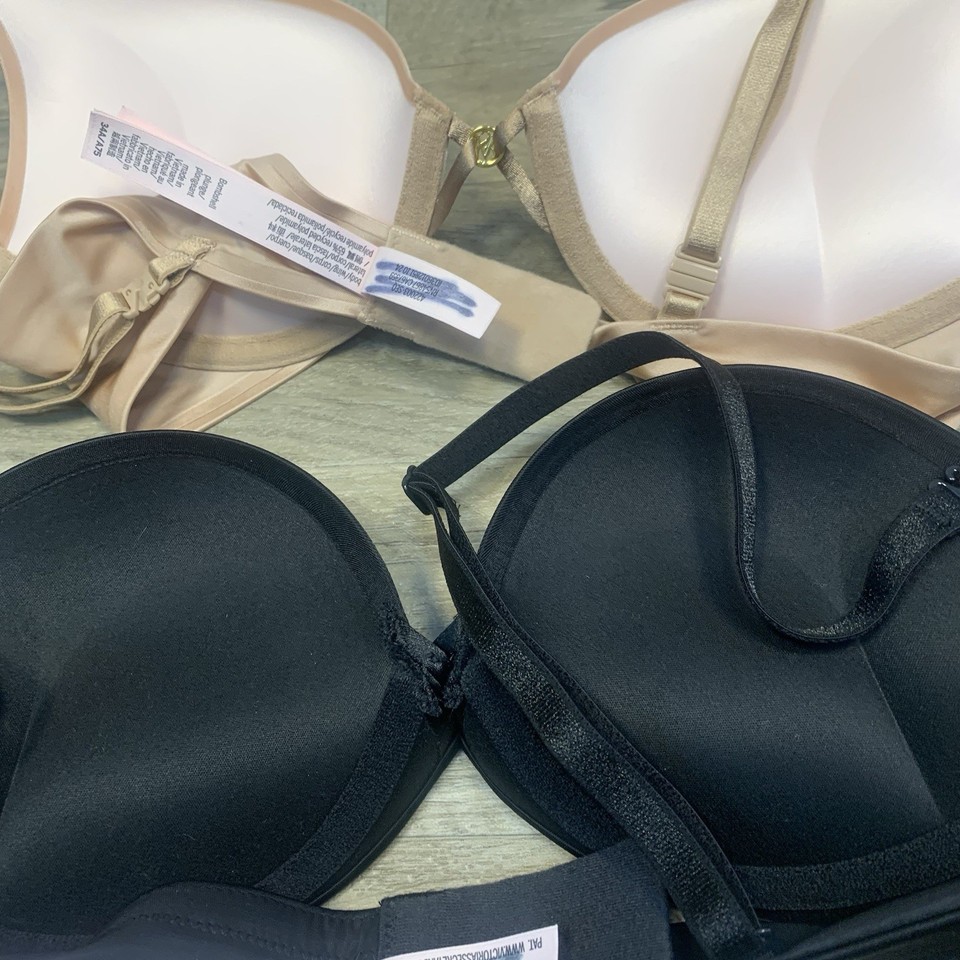 Victoria Secret 2 Bombshell Plunge Multi-way Bras Black Nude Size 34 A ...