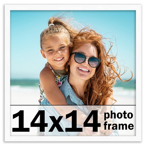 14x14 Frame White Wood Picture Photo Frame with UV Acrylic and Acid ...