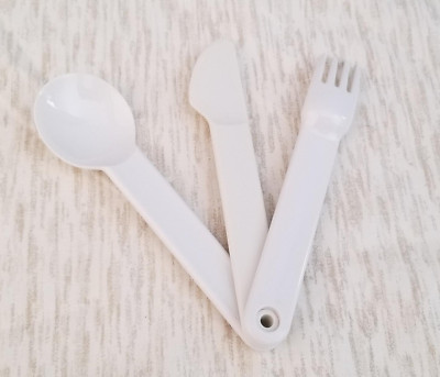 Tupperware Snap Together Picnic Utensils Cutlery Fork Knife Spoon Off ...