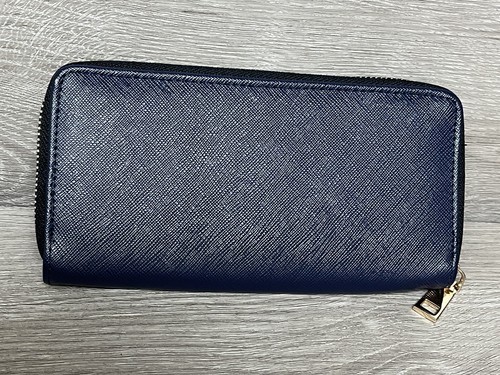 Zip Around Navy Leather Wallet Inside Zipper Pocket | eBay