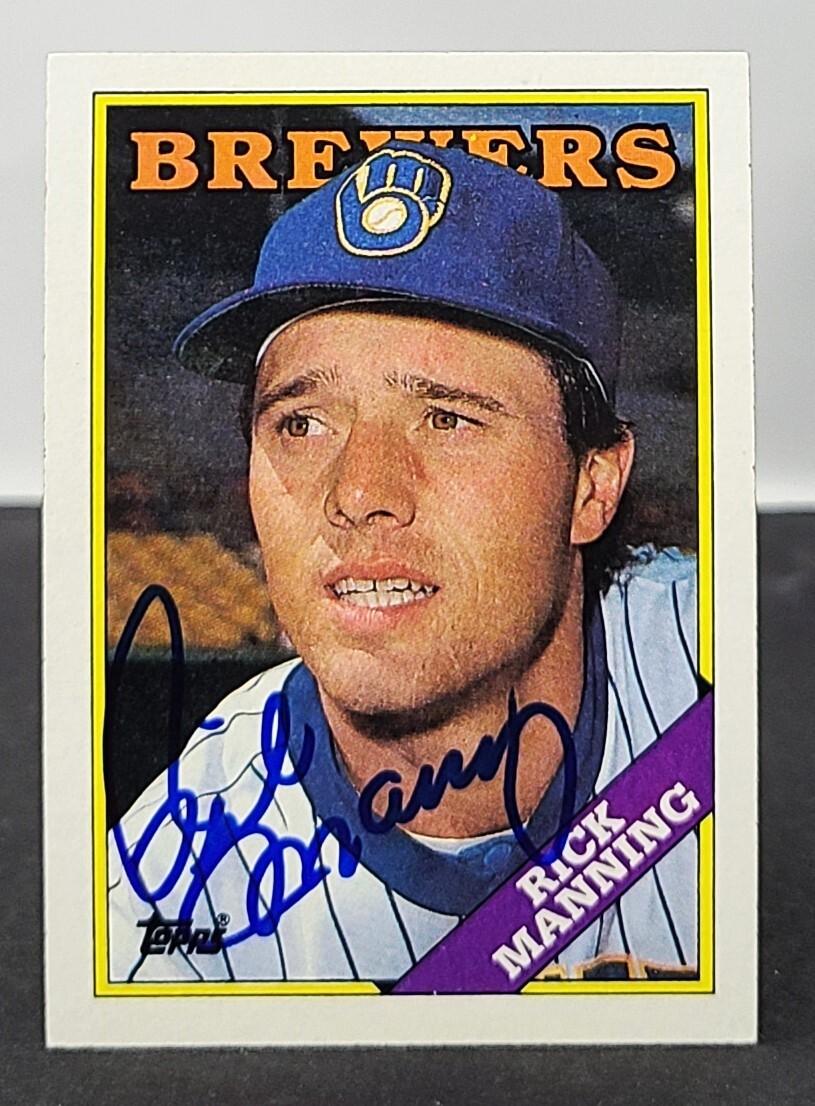 RICK MANNING Signed Autographed 1988 Topps Baseball Card #441 Milwaukee ...
