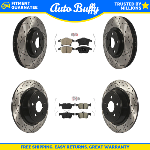 Front Rear Integrally Molded Pad Drill Slot Brake Rotors Kit For Ford ...