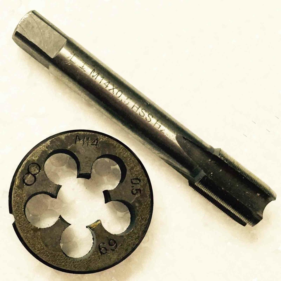 1 set M14x1.5mm right-hand Machine tap and die Threading Tools M14*1.5 ...