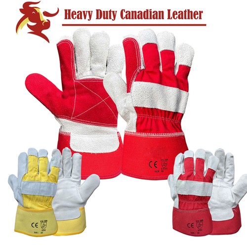 Canadian Double Palm Rigger Work Gloves Heavy Duty Leather Safety ...
