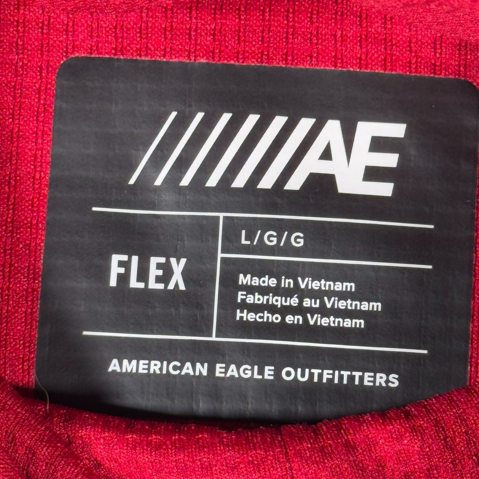 American Eagle Thermal Hoodie Sweatshirt Men Large Red Logo Pullover ...