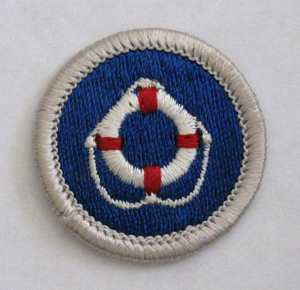 Boy Scout LIFESAVING Merit Badge Type H (1972-02) Plastic Back Silver ...