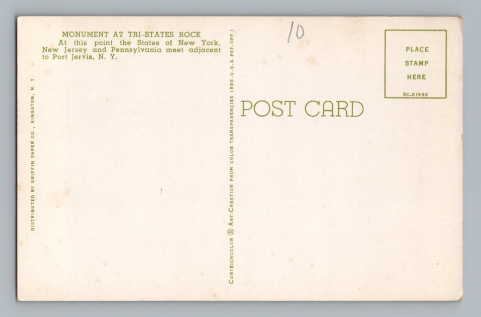 Tri State Rock Monument New York New Jersey Pennsylvania Vintage ...
