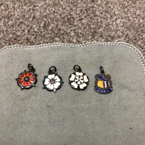 4 x Vintage D&F Deakin & Francis Silver Enamel Yorkshire Charms Rose ...