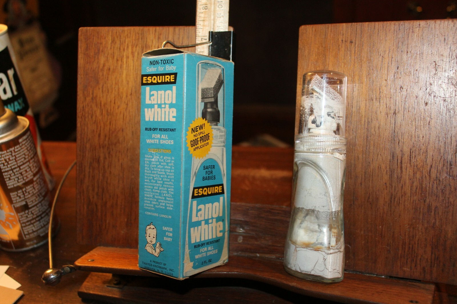 Vintage 1960's ESQUIRE Lanol-White Glass Bottle in Box Shoe Polish | eBay