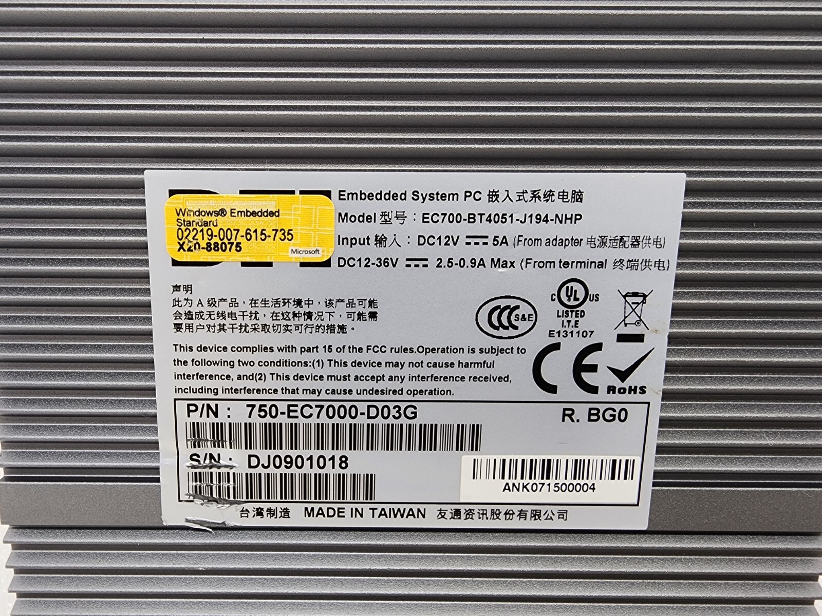 DFI INC Embedded System PC EC700-BT4051-J194-NHP / 750-EC7000-D03G | eBay