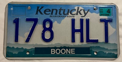 LICENSE PLATE KENTUCKY BOONE 178 HLT 2003 | eBay
