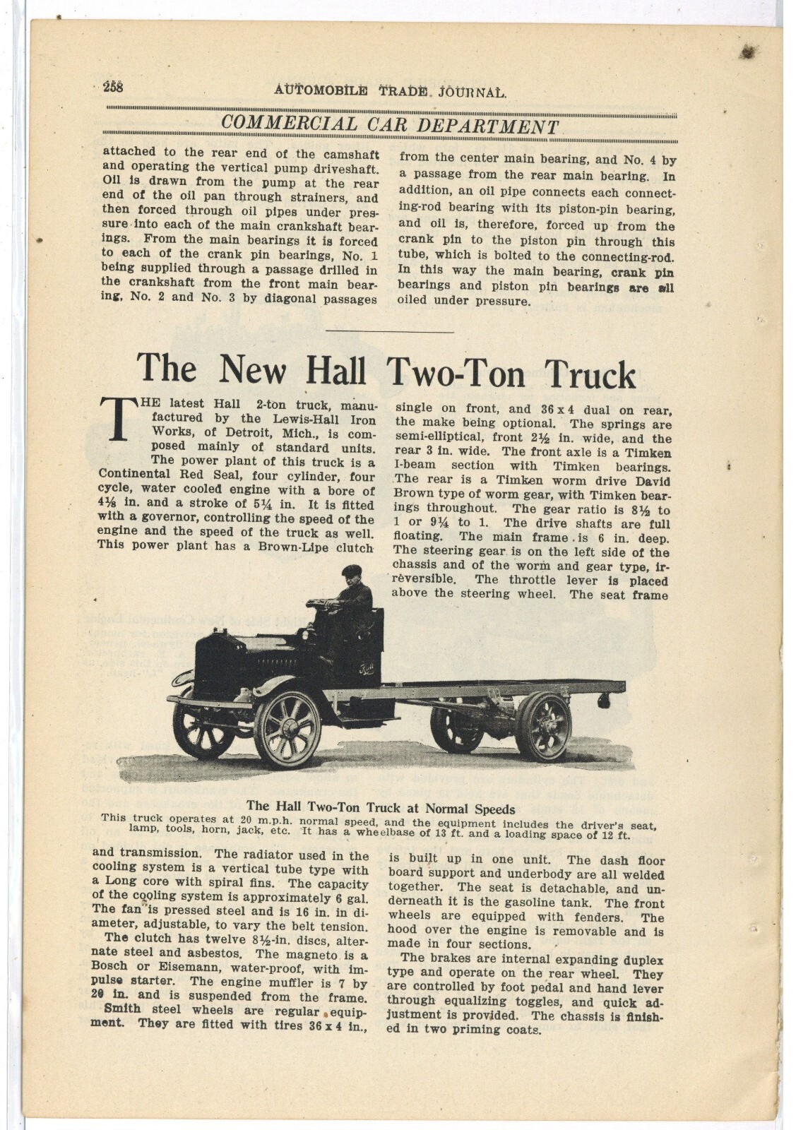 1919 Lewis Hall Iron Works Story & Pic: Hall 2 Ton Truck Specs/Pic ...