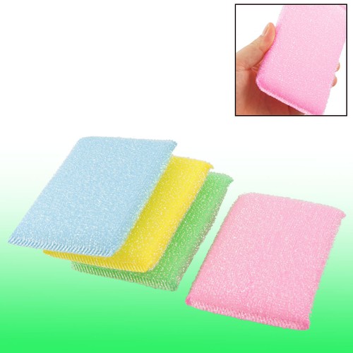 4 Pcs Assorted Color Scrub Sponge Padded Dish Pad Bowl Cup Cleaner ...