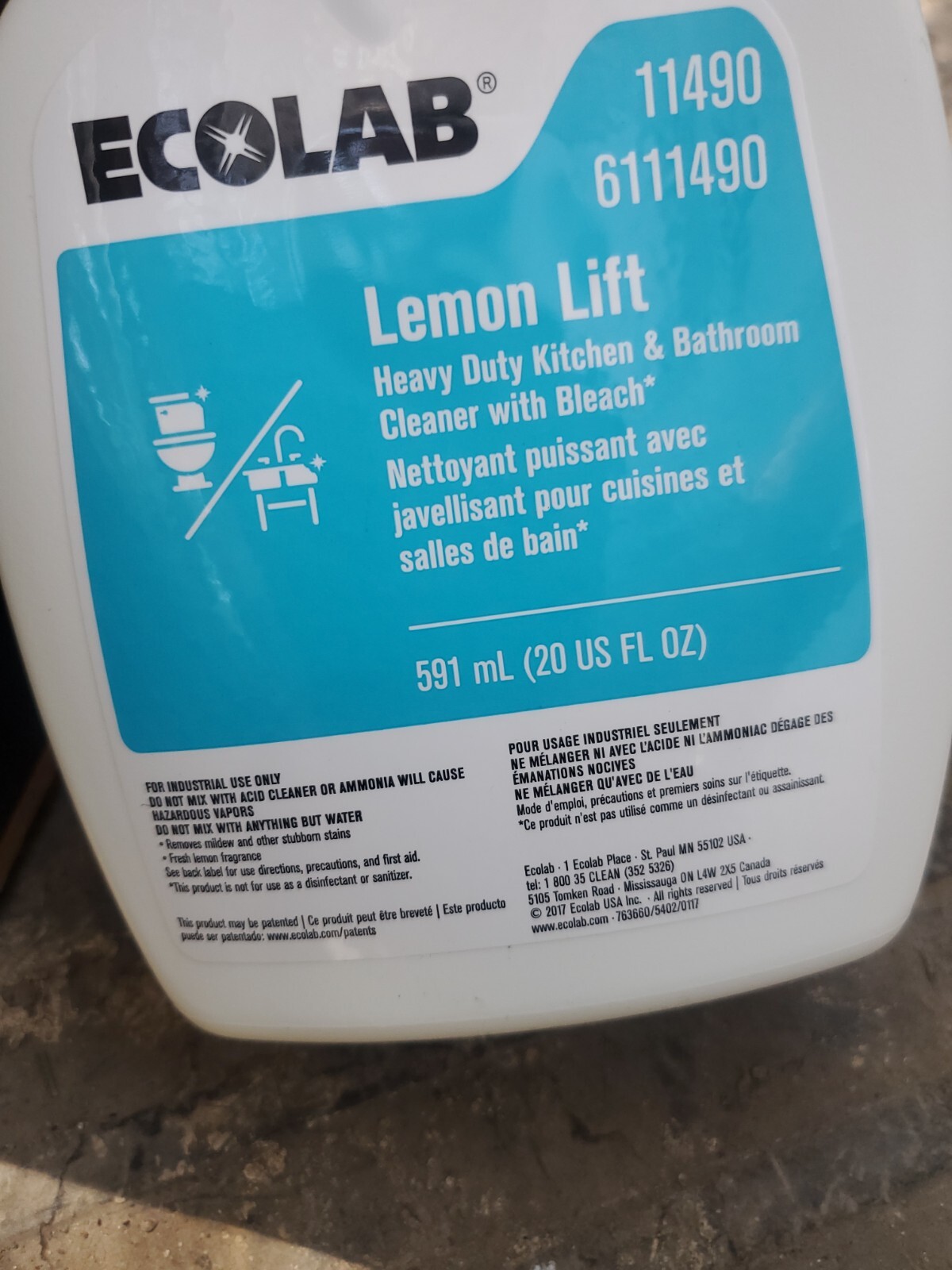 2 PACK Ecolab 11490 Lemon Lift Heavy Duty Kitchen & Bathroom Cleaner ...