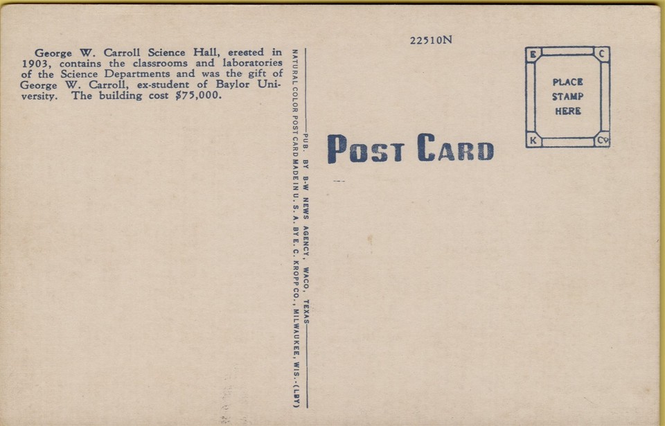 Exterior George W Carroll Science Hall Baylor University Waco TX ...