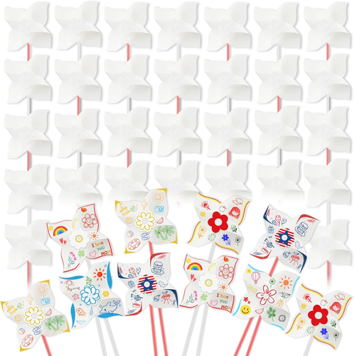 60-Piece DIY Paper Pinwheels Kit for Kids - Summer Craft Activities ...