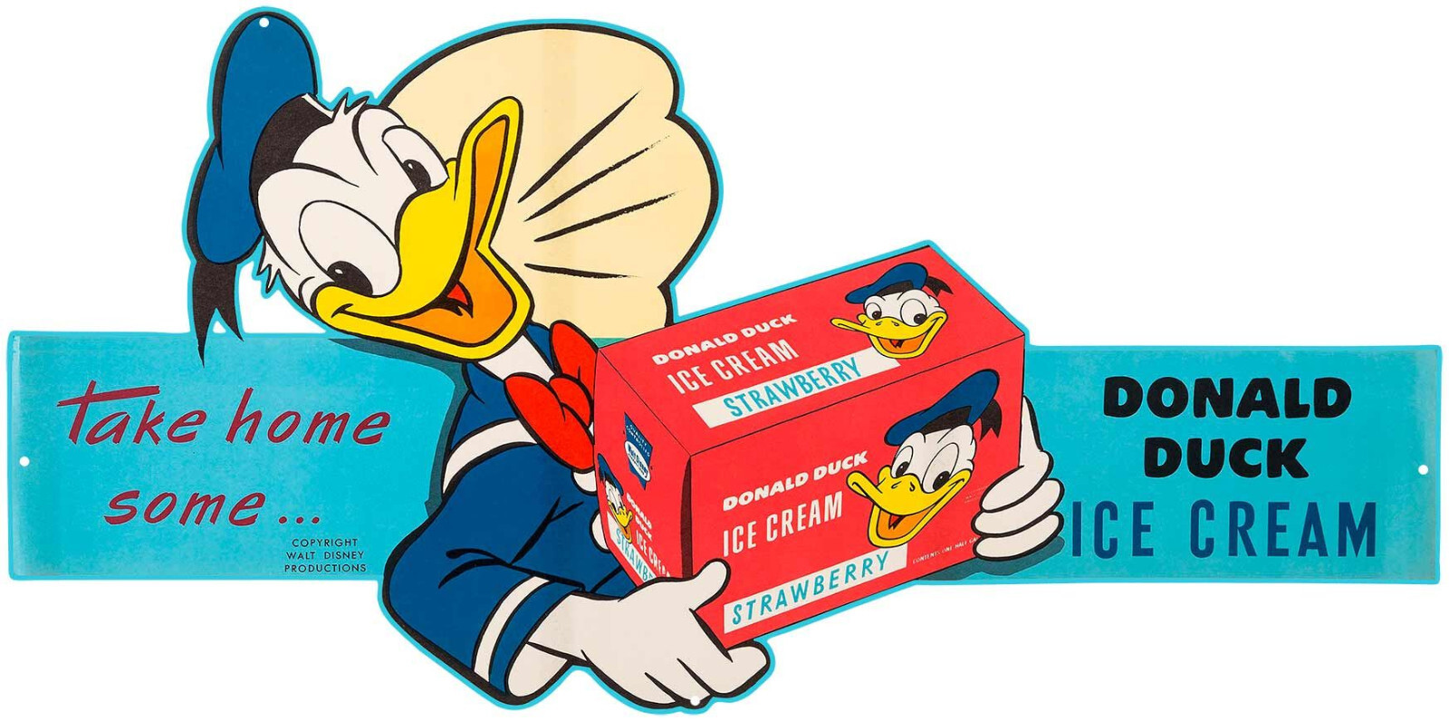 DONALD DUCK STRAWBERRY ICE CREAM 24" HEAVY DUTY USA MADE METAL ...